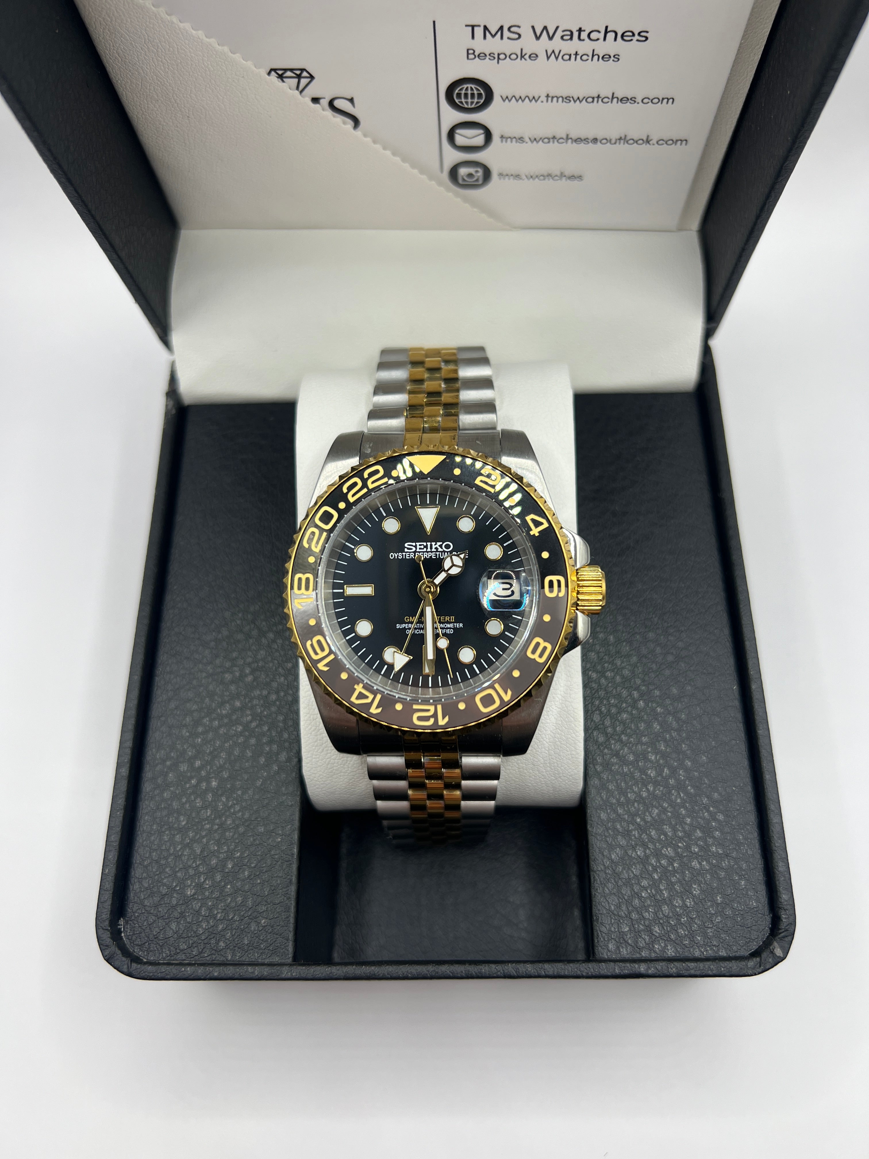 Black And Grey GMT Custom Seiko Mod – TMS Watches